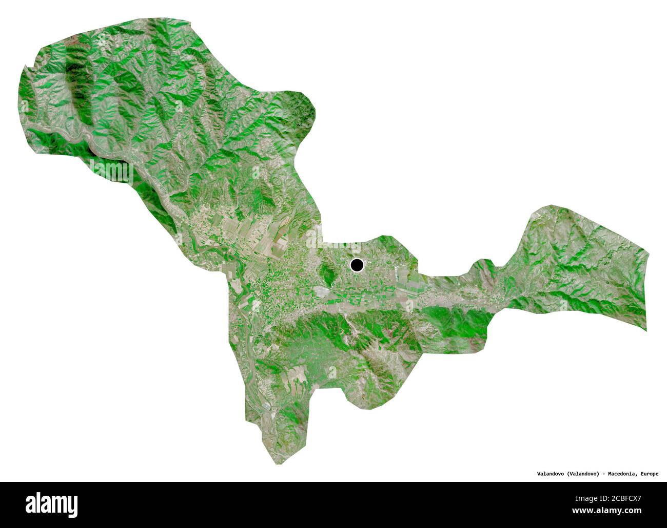 Shape of Valandovo, municipality of Macedonia, with its capital ...
