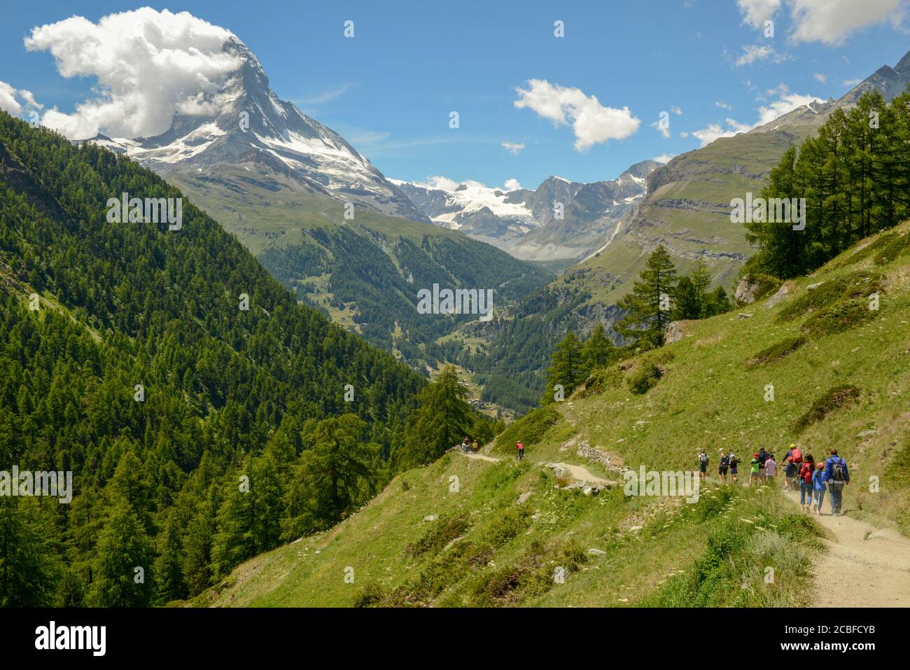 Zermatt, Switzerland - 19 July 2020: Landscape with mount Matterhorn ...