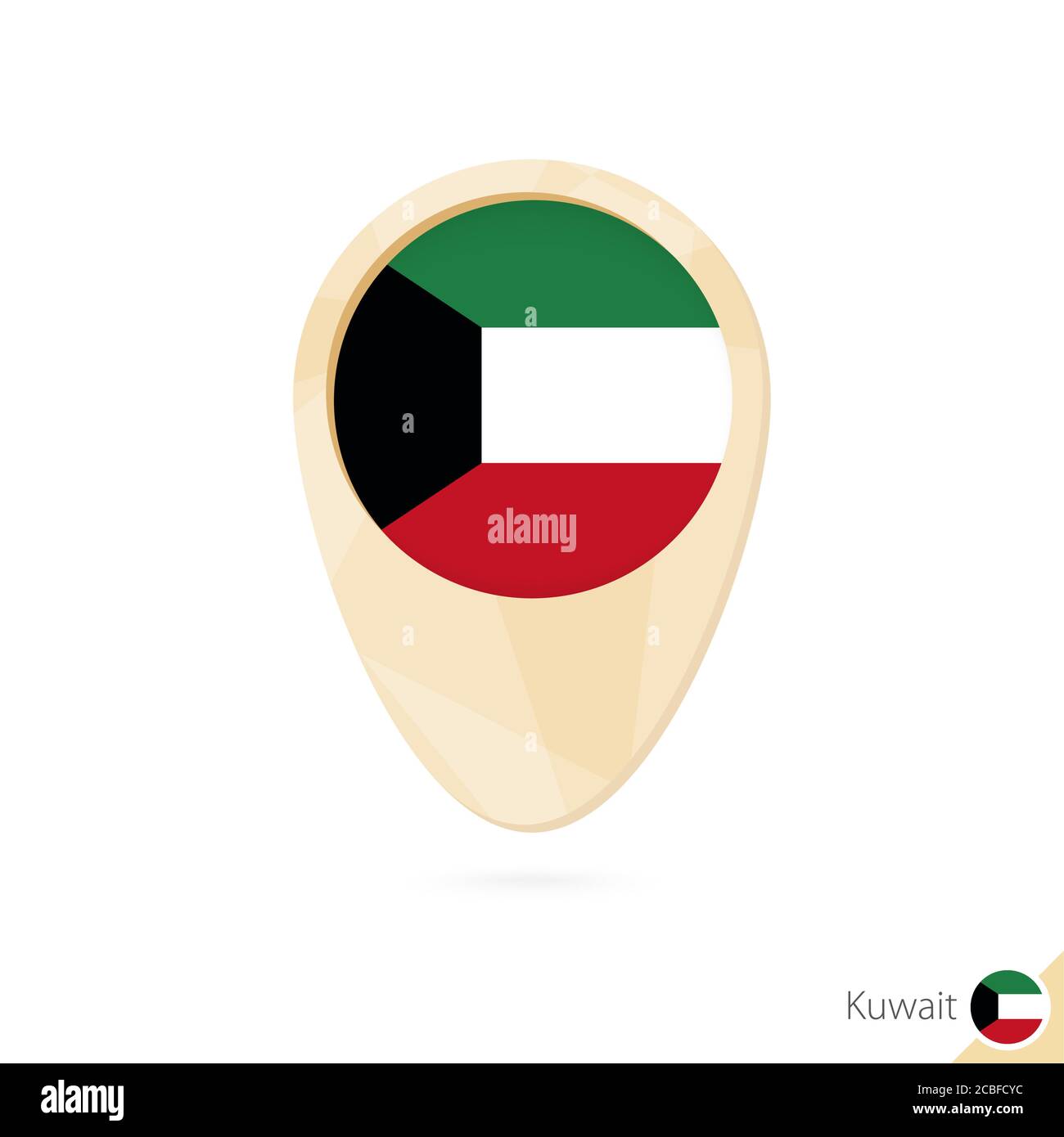 Map pointer with flag of Kuwait. Orange abstract map icon. Vector ...