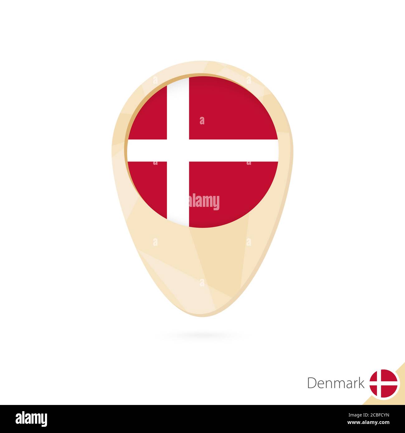 Map pointer with flag of Denmark. Orange abstract map icon. Vector Illustration Stock Vector ...
