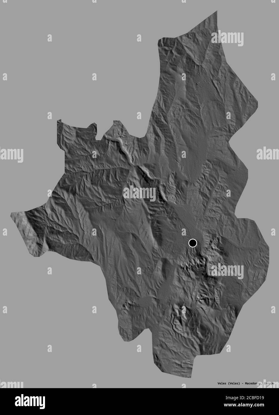 Shape of Veles, municipality of Macedonia, with its capital isolated on ...