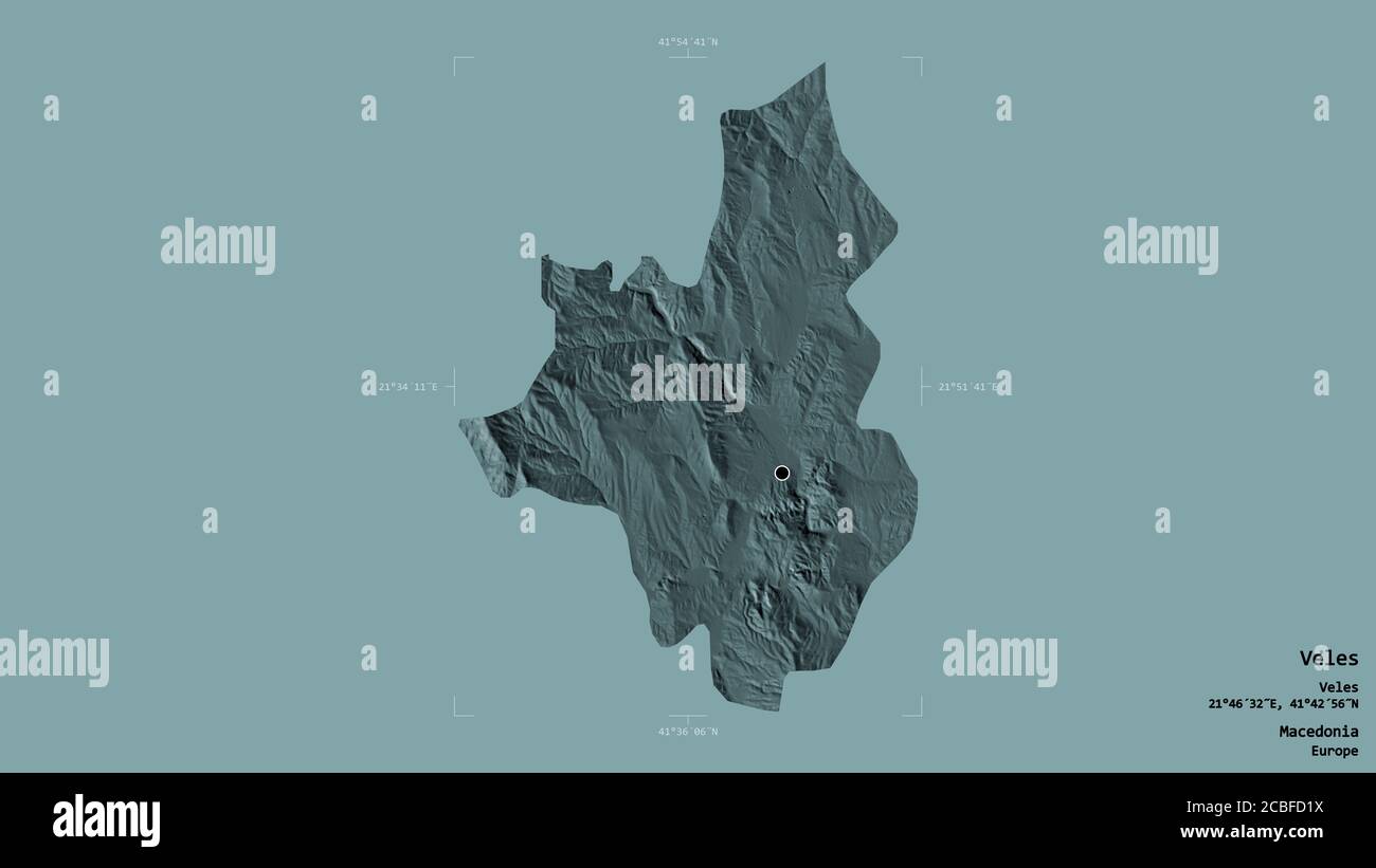 Area of Veles, municipality of Macedonia, isolated on a solid ...