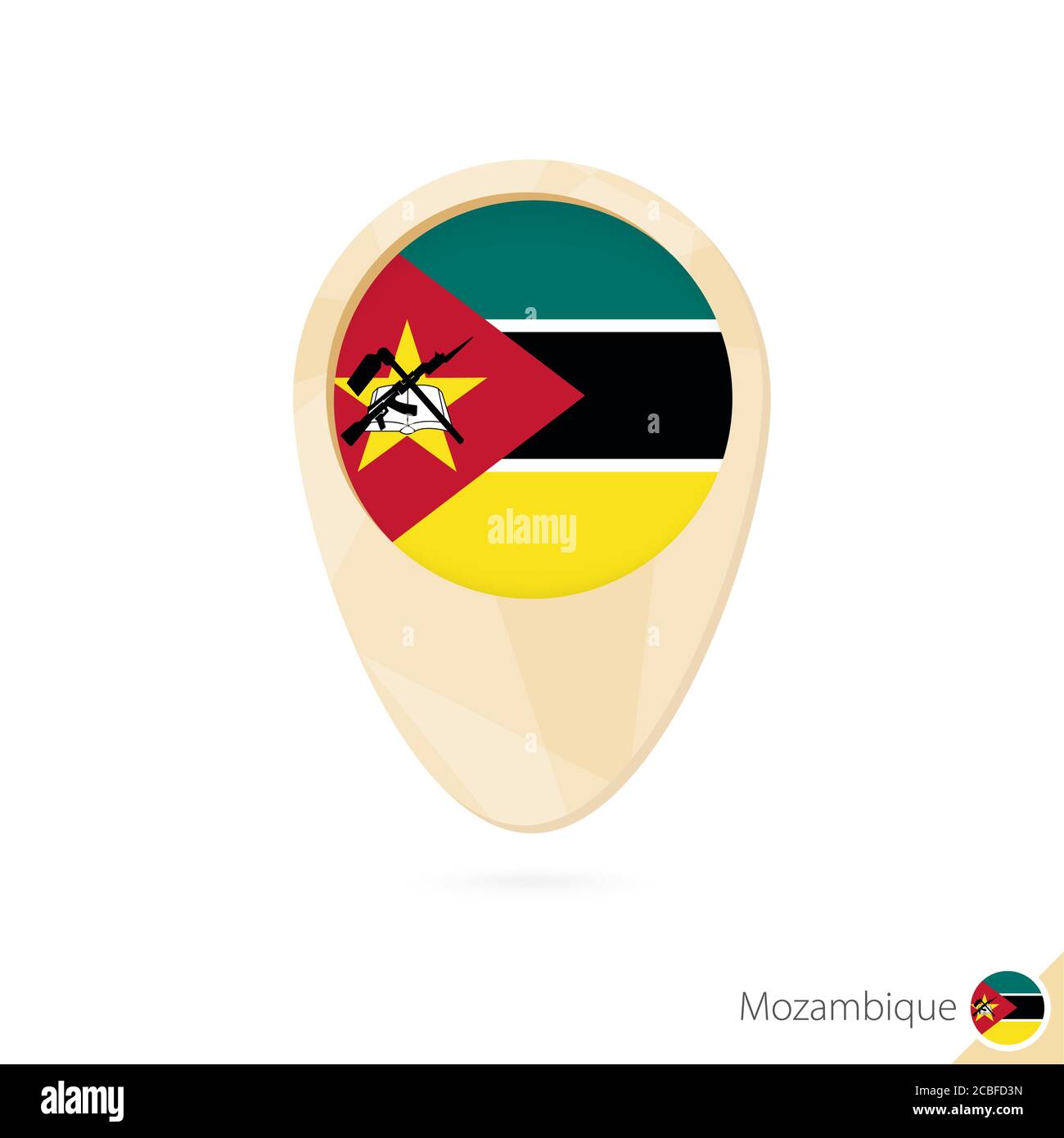 Map pointer with flag of Mozambique. Orange abstract map icon. Vector ...
