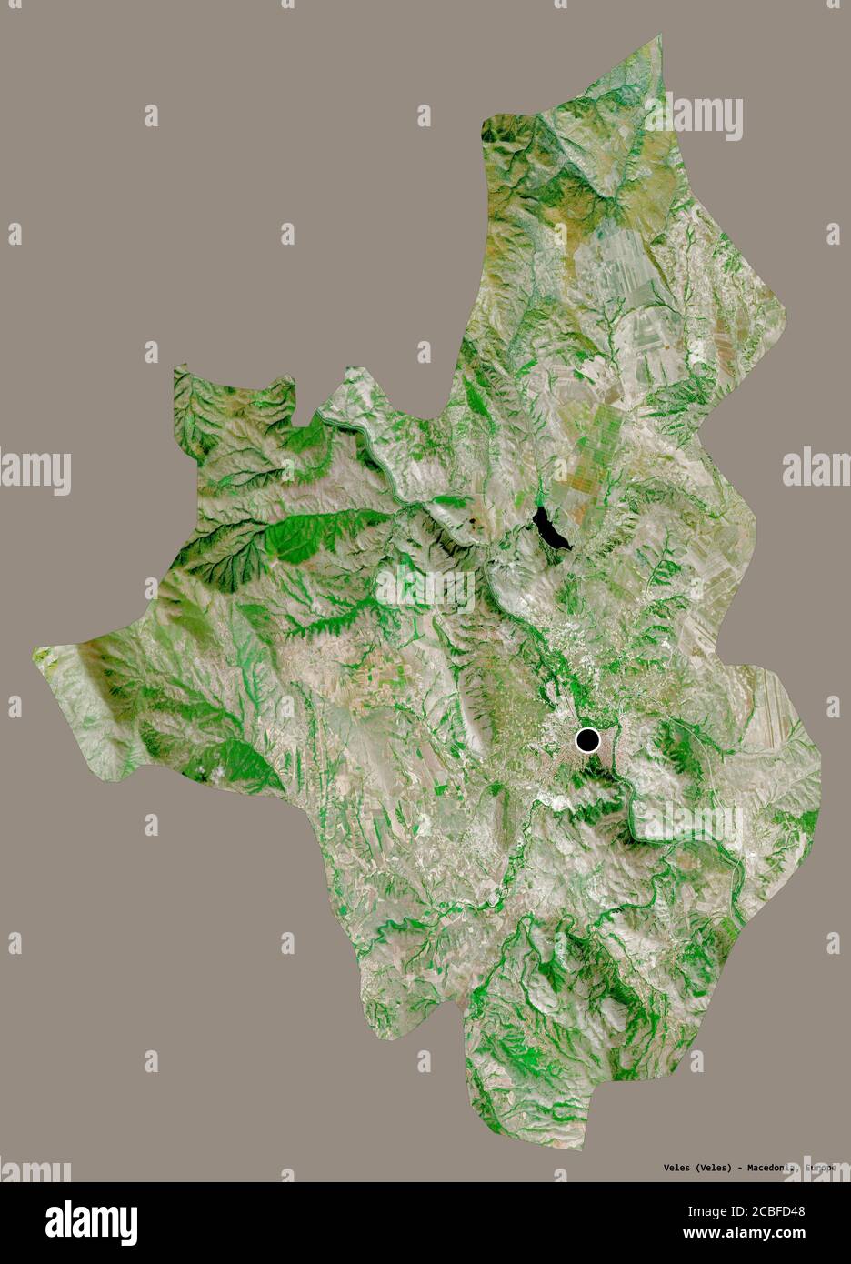 Shape of Veles, municipality of Macedonia, with its capital isolated on ...