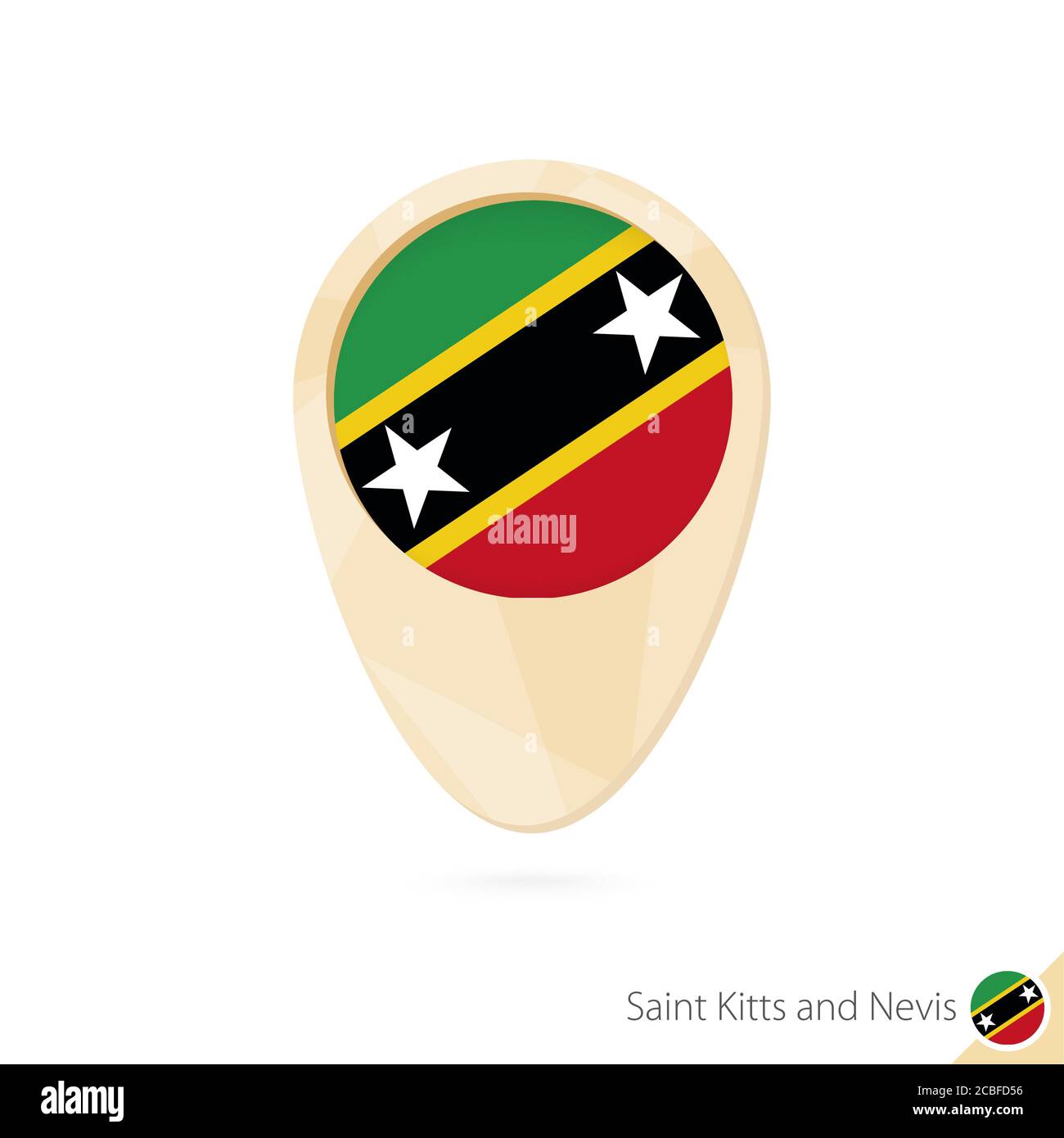 Map pointer with flag of Saint Kitts and Nevis. Orange abstract map ...