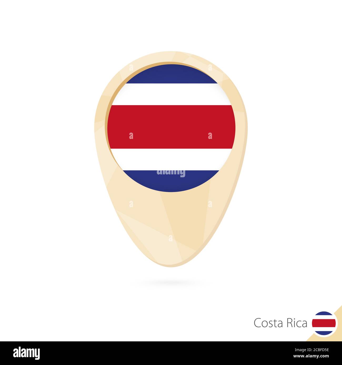Map pointer with flag of Costa Rica. Orange abstract map icon. Vector Illustration Stock Vector ...