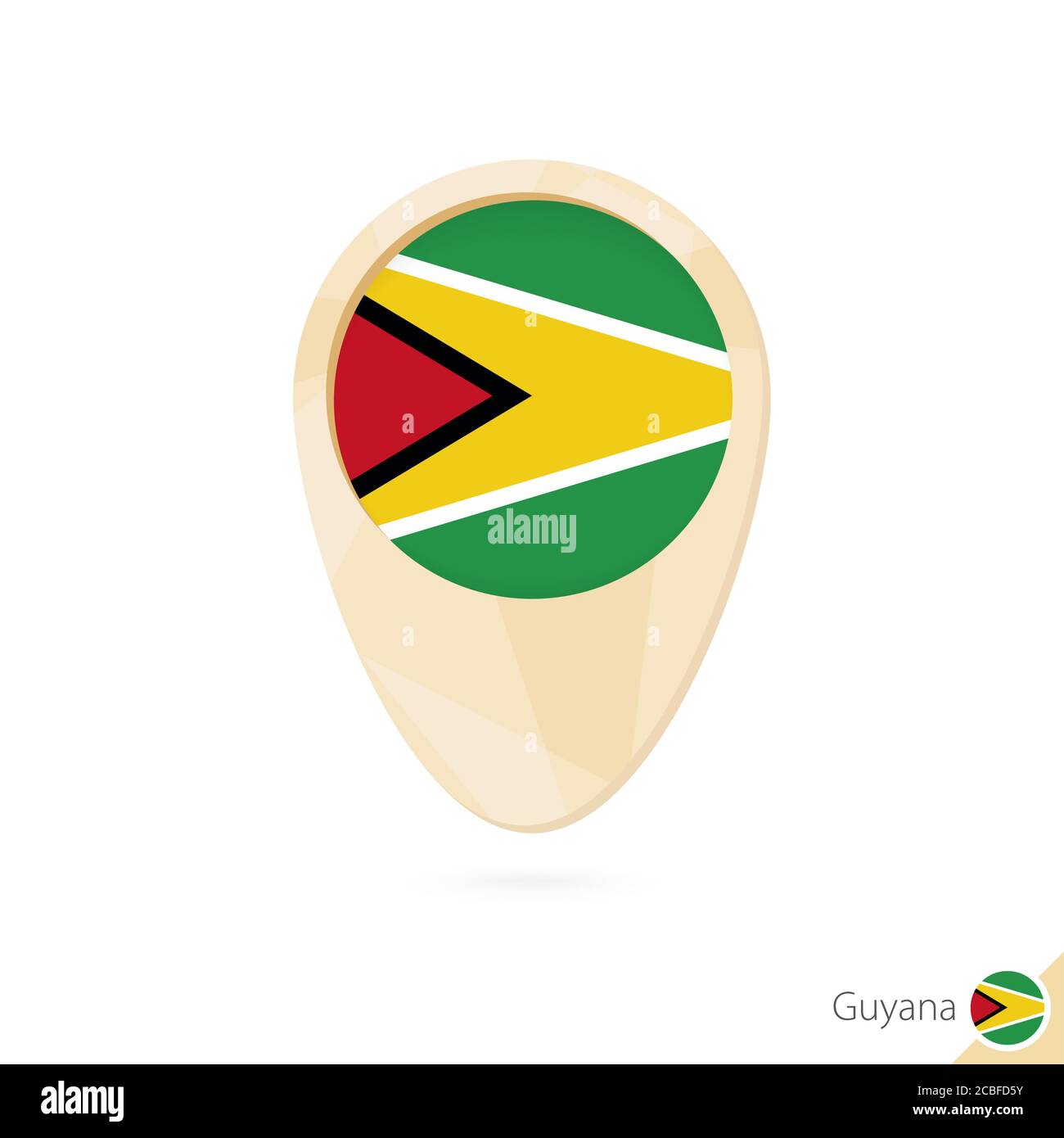 Map pointer with flag of Guyana. Orange abstract map icon. Vector Illustration Stock Vector ...