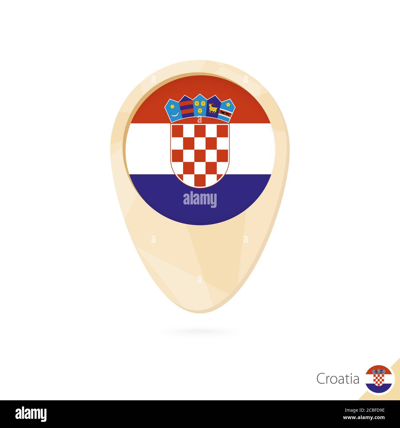 Map pointer with flag of Croatia. Orange abstract map icon. Vector Illustration Stock Vector ...