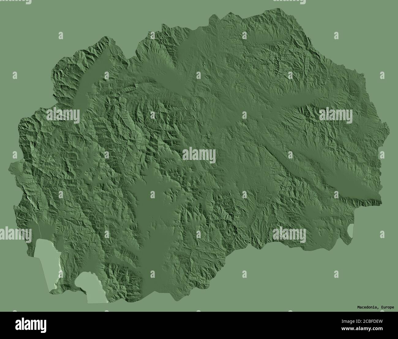 Shape of Macedonia with its capital isolated on a solid color ...