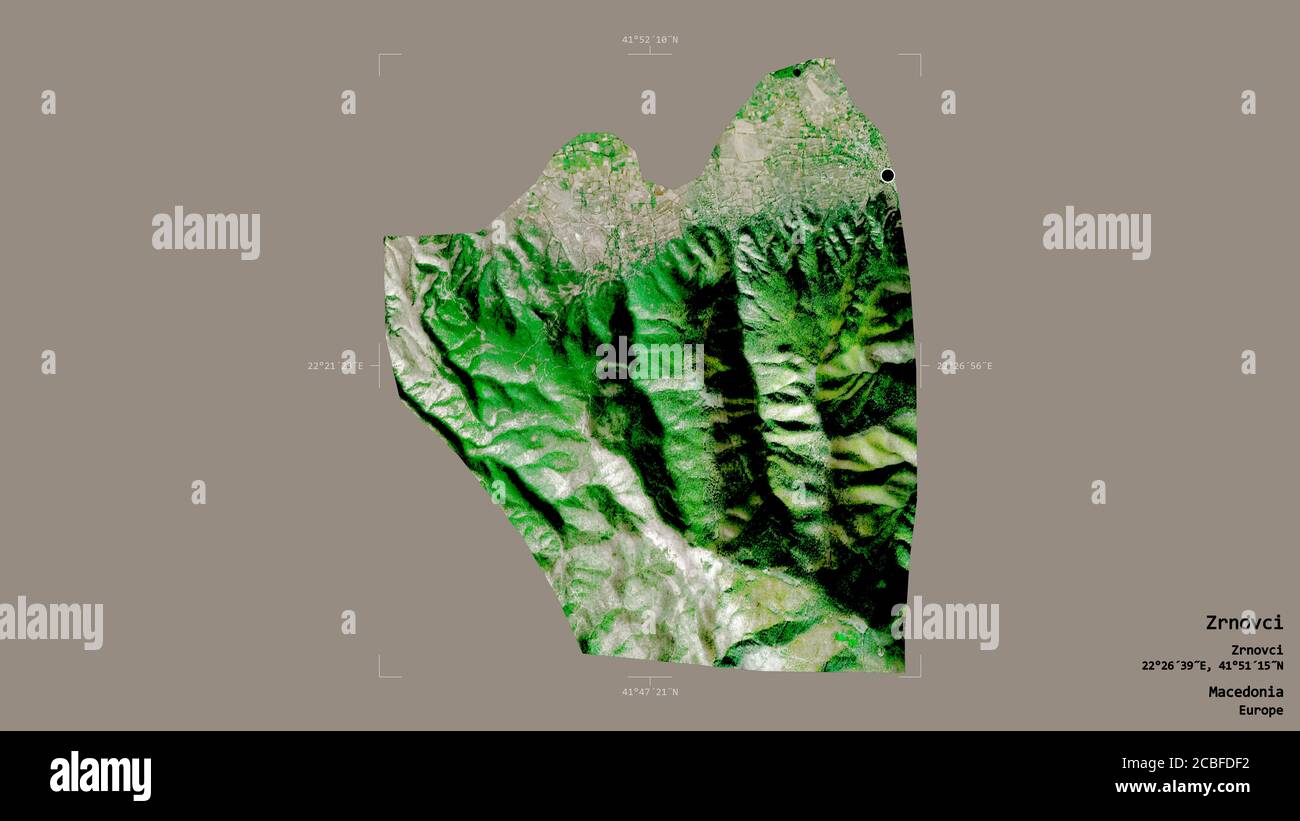 Area of Zrnovci, municipality of Macedonia, isolated on a solid ...
