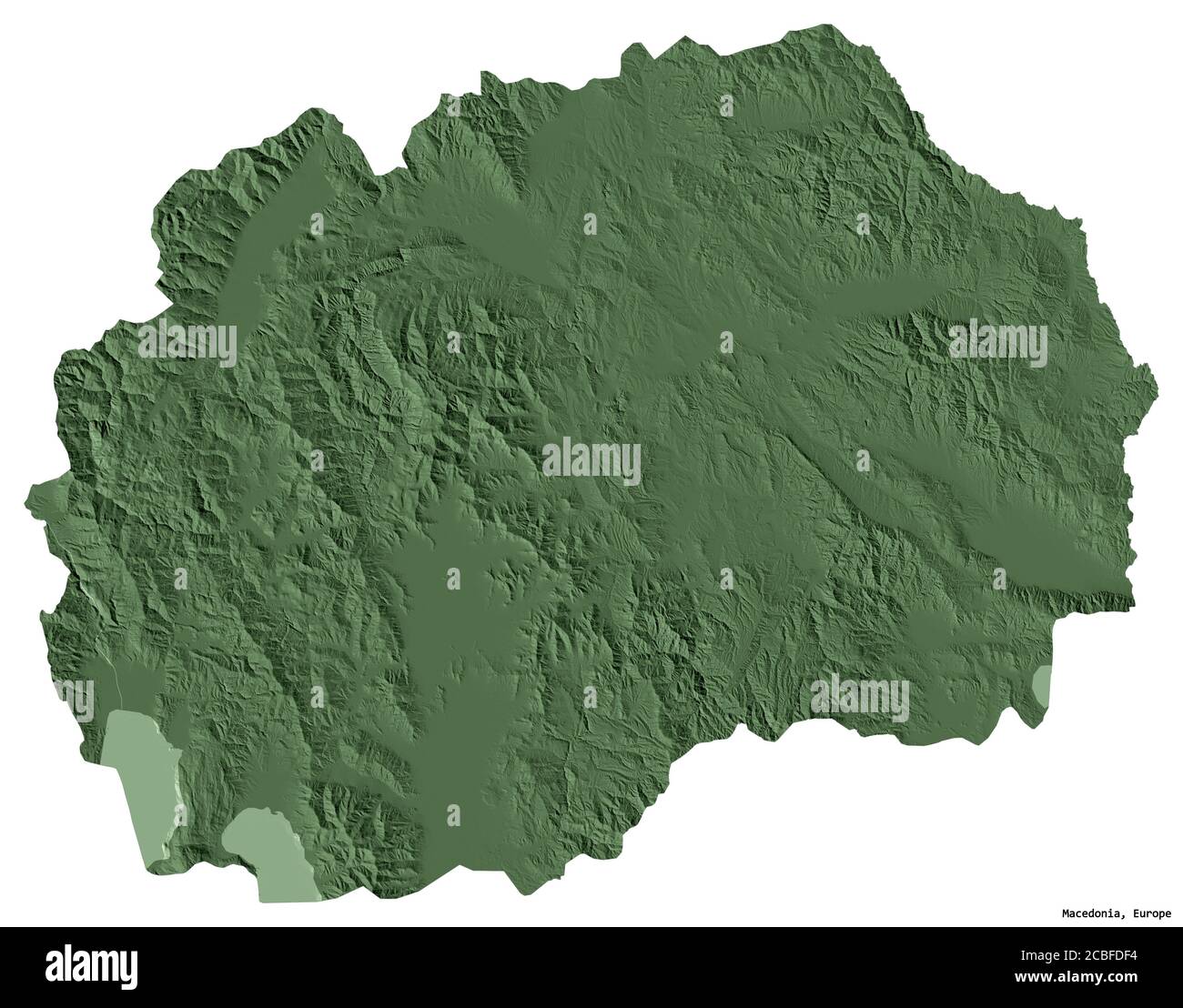 Shape of Macedonia with its capital isolated on white background ...