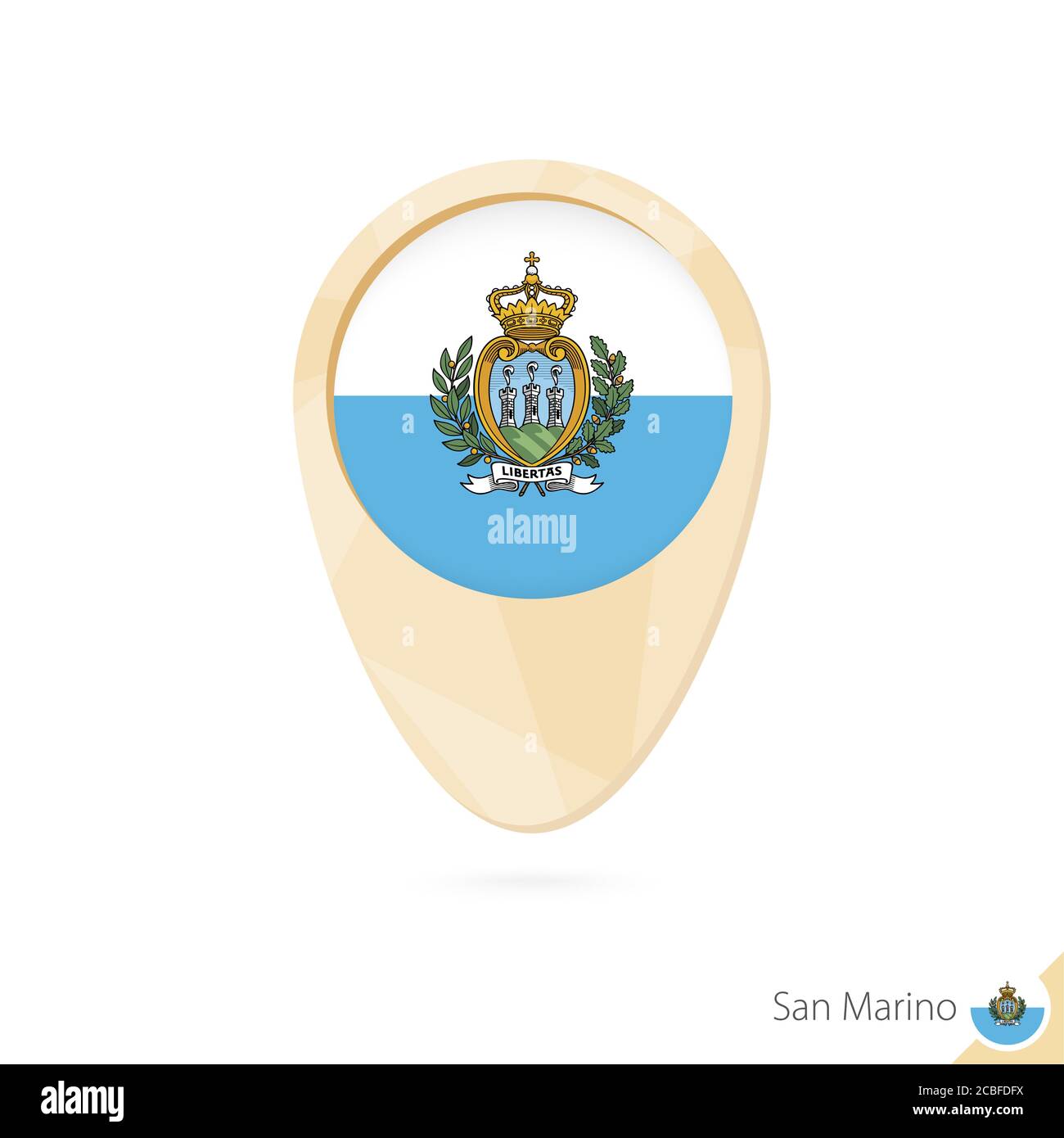 Map pointer with flag of San Marino. Orange abstract map icon. Vector Illustration Stock Vector ...