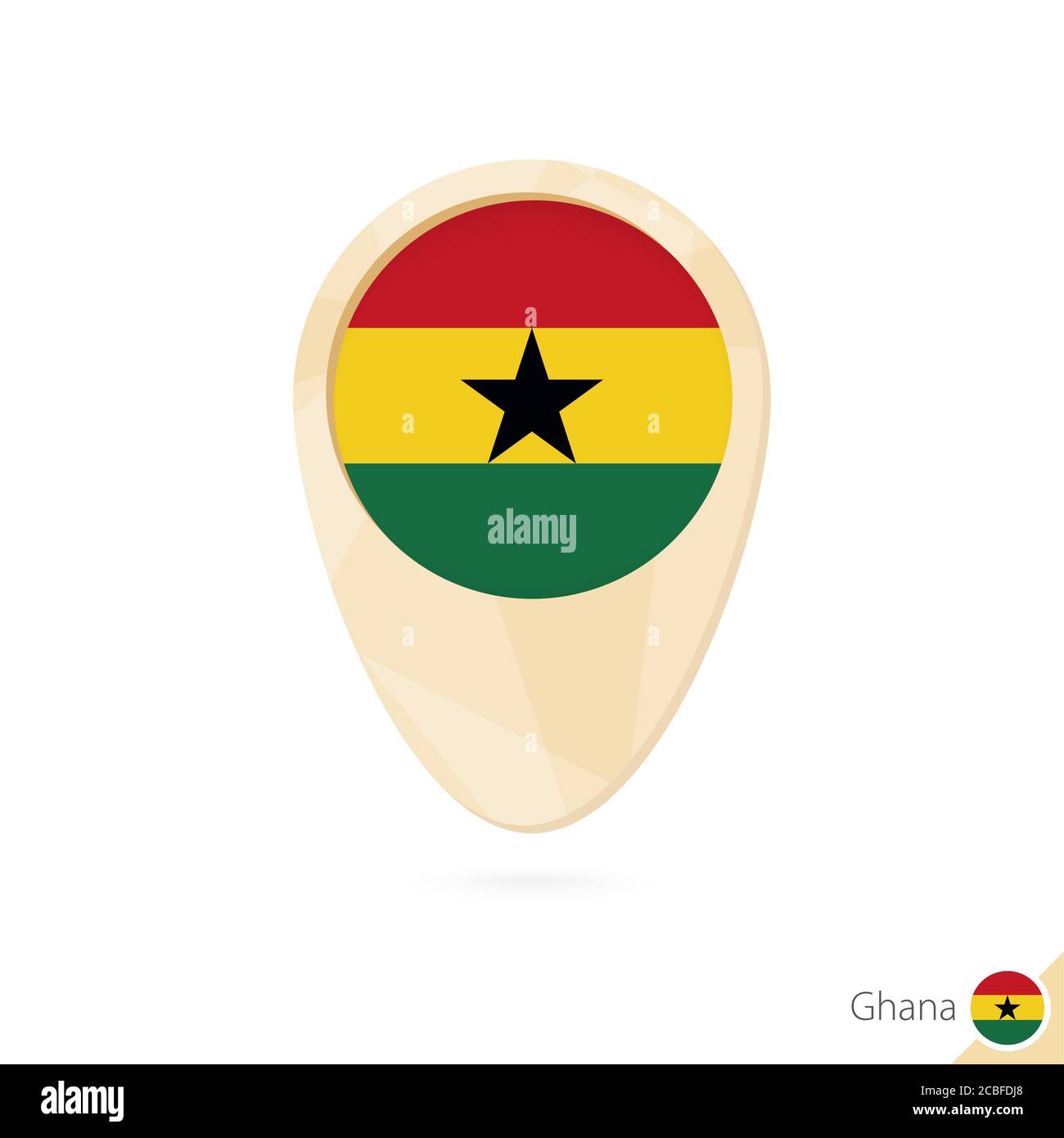 Map pointer with flag of Ghana. Orange abstract map icon. Vector Illustration Stock Vector Image ...