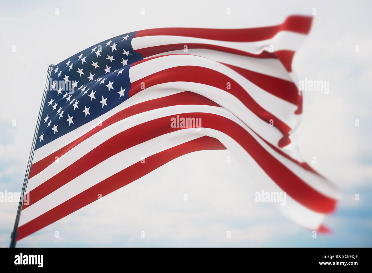 Waving flags of the world - American Flag. Shot with a shallow depth of ...