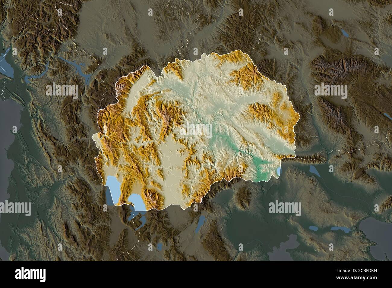 Shape of Macedonia separated by the desaturation of neighboring areas ...