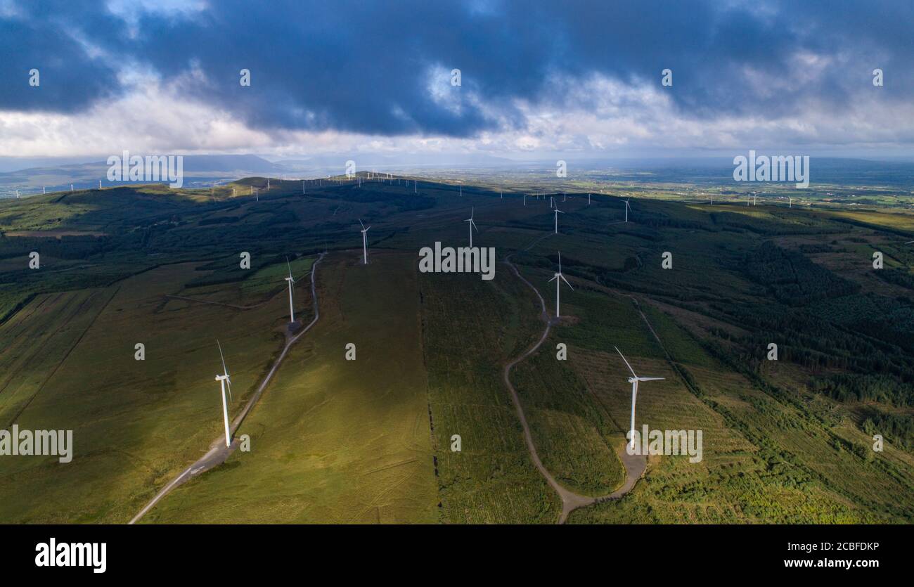 wind turbine farm in rural north county Kerry, Republic of Ireland ...
