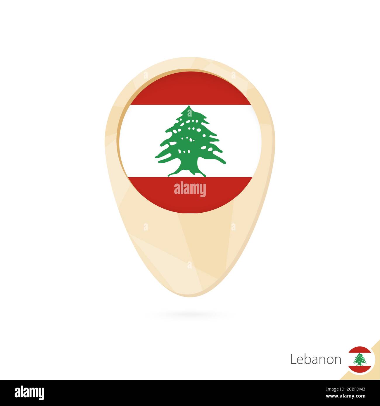 Map pointer with flag of Lebanon. Orange abstract map icon. Vector Illustration Stock Vector ...
