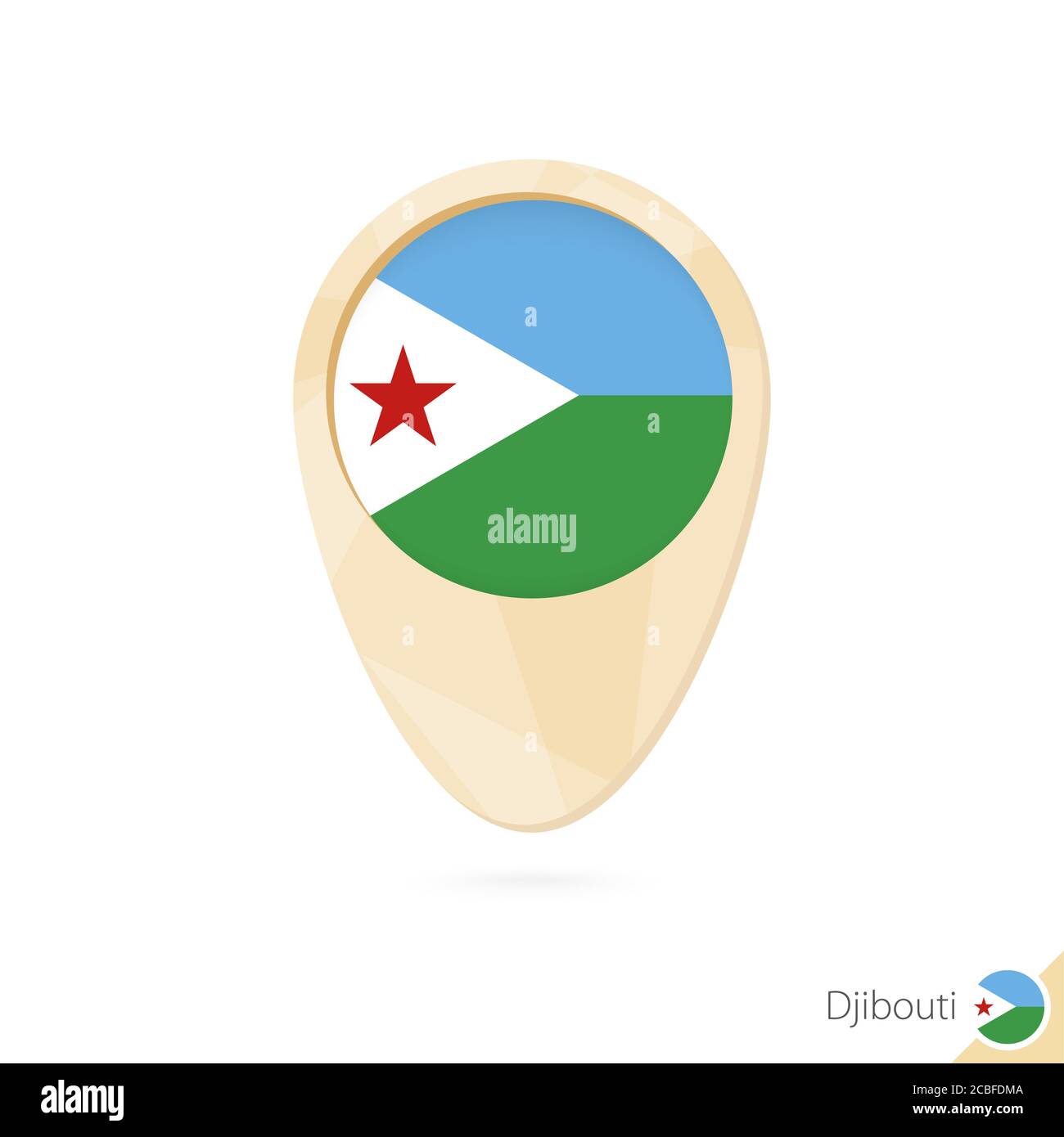 Map pointer with flag of Djibouti. Orange abstract map icon. Vector Illustration Stock Vector ...