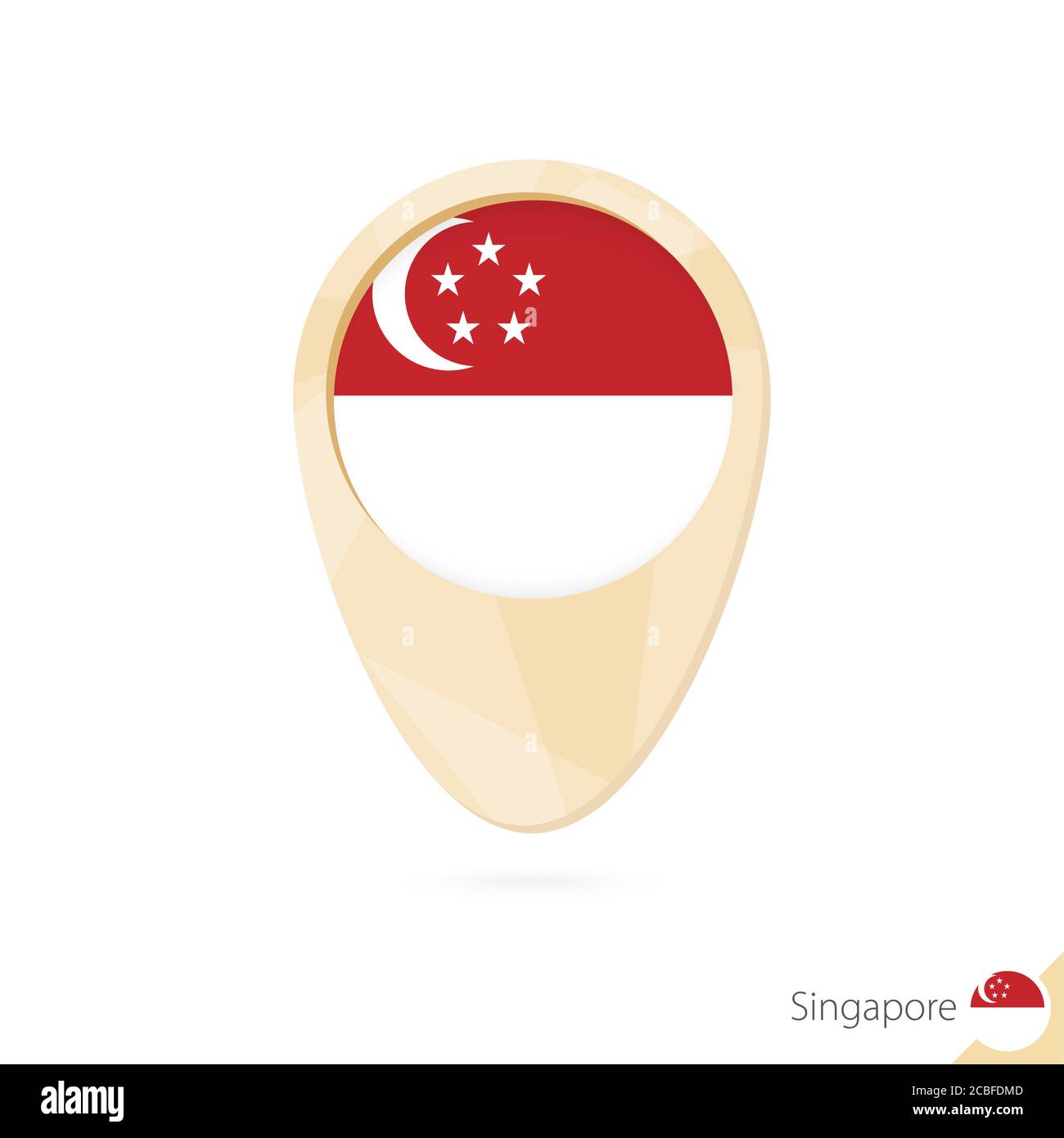 Map pointer with flag of Singapore. Orange abstract map icon. Vector Illustration Stock Vector ...
