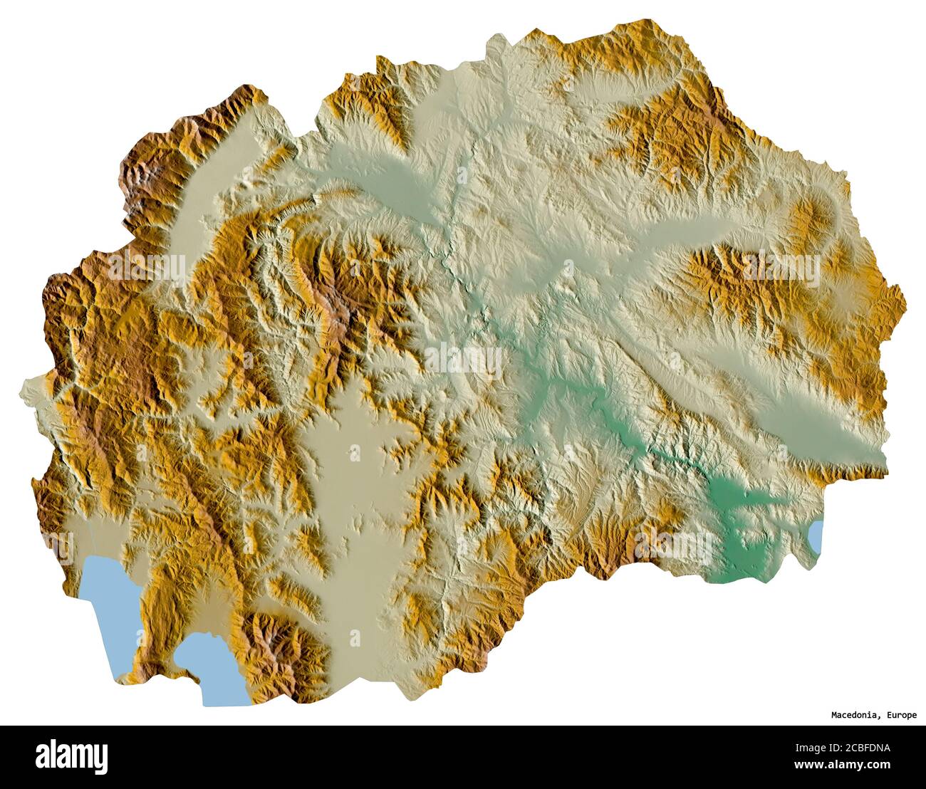 Shape of Macedonia with its capital isolated on white background ...