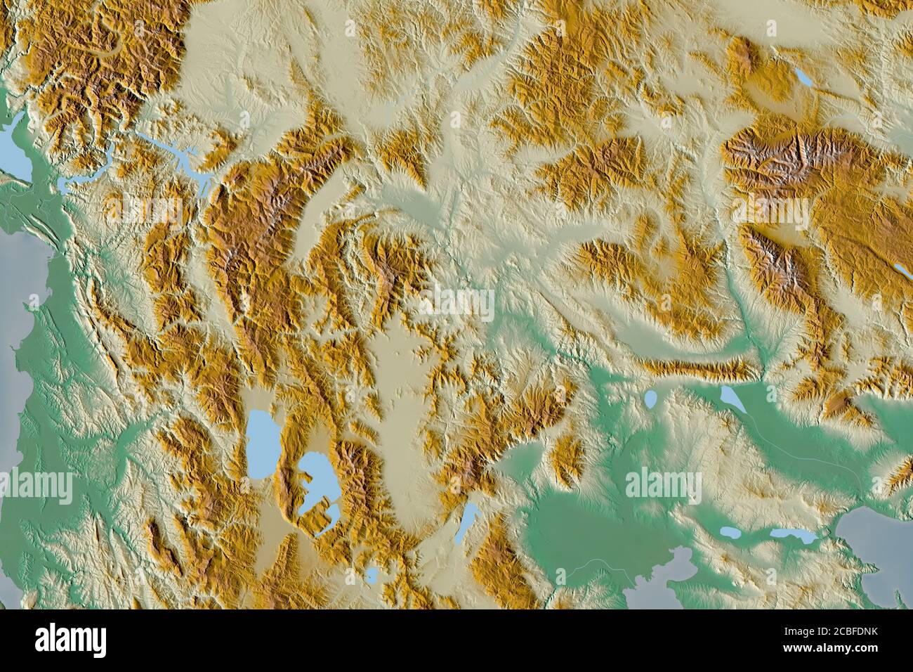 Extended area of Macedonia. Topographic relief map. 3D rendering Stock ...