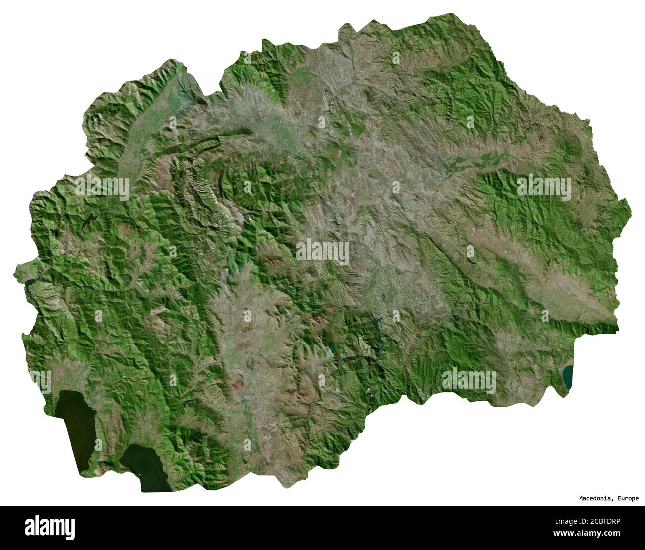 Shape of Macedonia with its capital isolated on white background ...