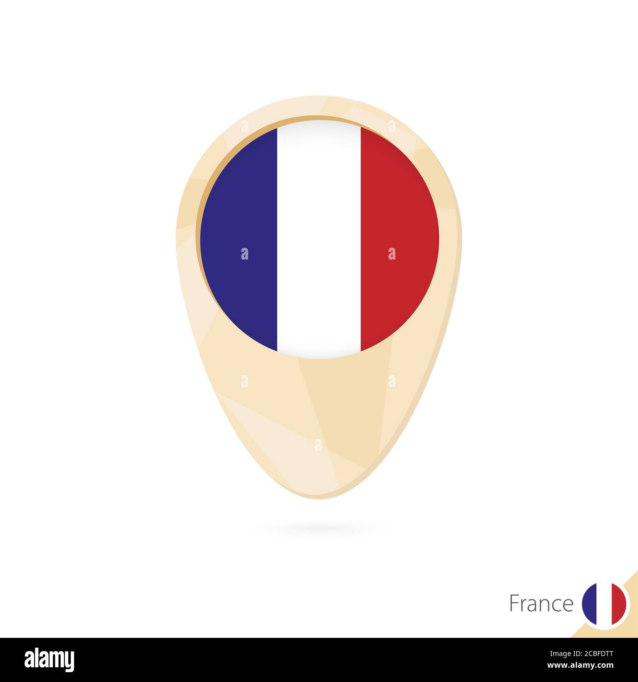 Map pointer with flag of France. Orange abstract map icon. Vector Illustration Stock Vector ...