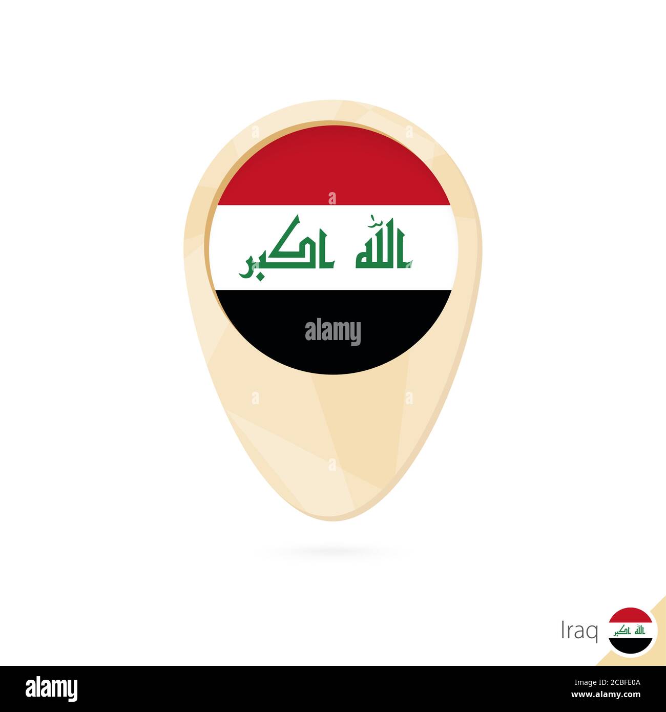 Map pointer with flag of Iraq. Orange abstract map icon. Vector ...