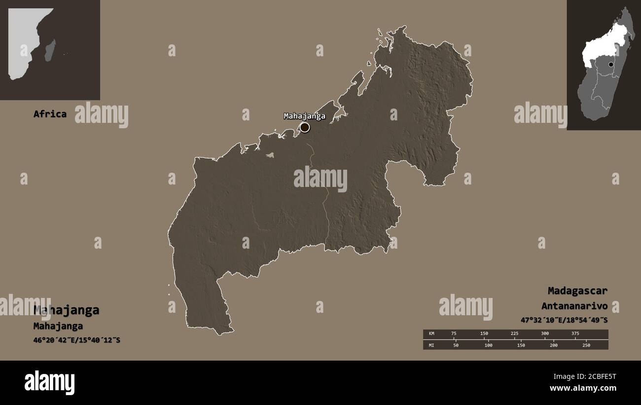 Shape of Mahajanga, autonomous province of Madagascar, and its capital ...