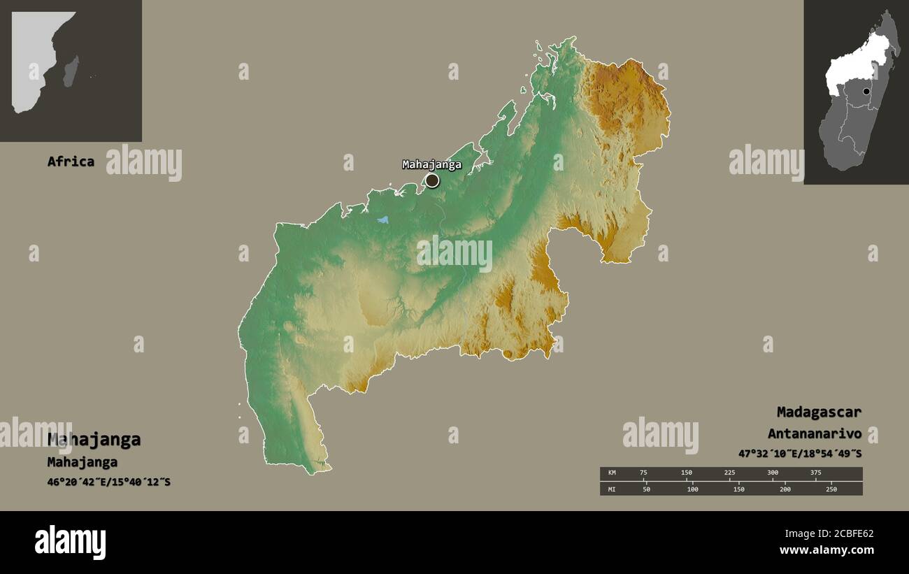 Shape of Mahajanga, autonomous province of Madagascar, and its capital ...