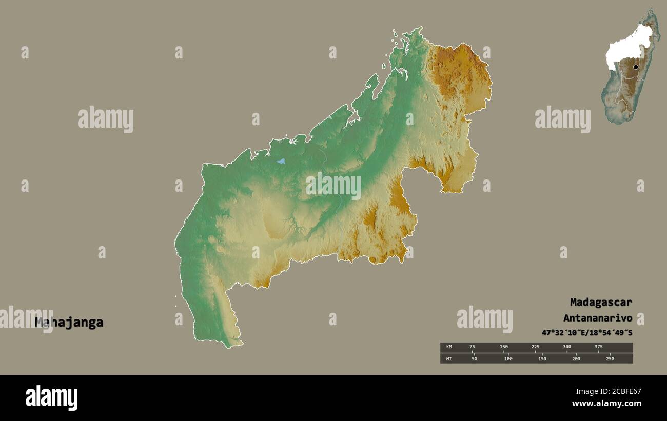 Shape of Mahajanga, autonomous province of Madagascar, with its capital ...