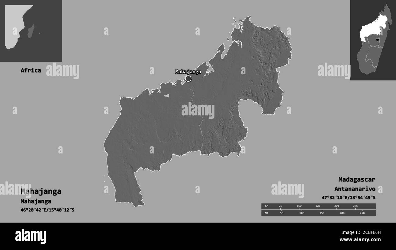 Shape of Mahajanga, autonomous province of Madagascar, and its capital ...