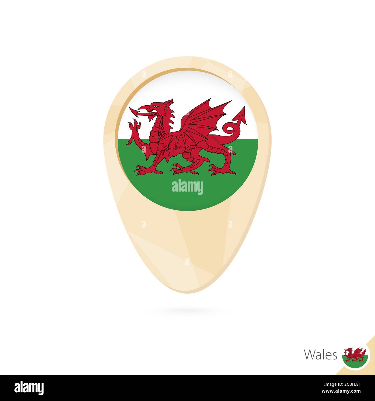 Map pointer with flag of Wales. Orange abstract map icon. Vector Illustration Stock Vector Image ...