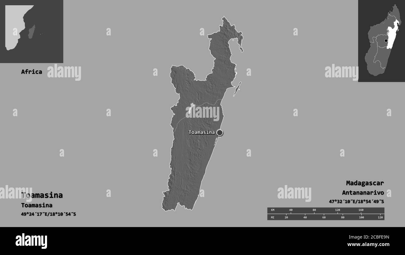 Shape of Toamasina, autonomous province of Madagascar, and its capital ...