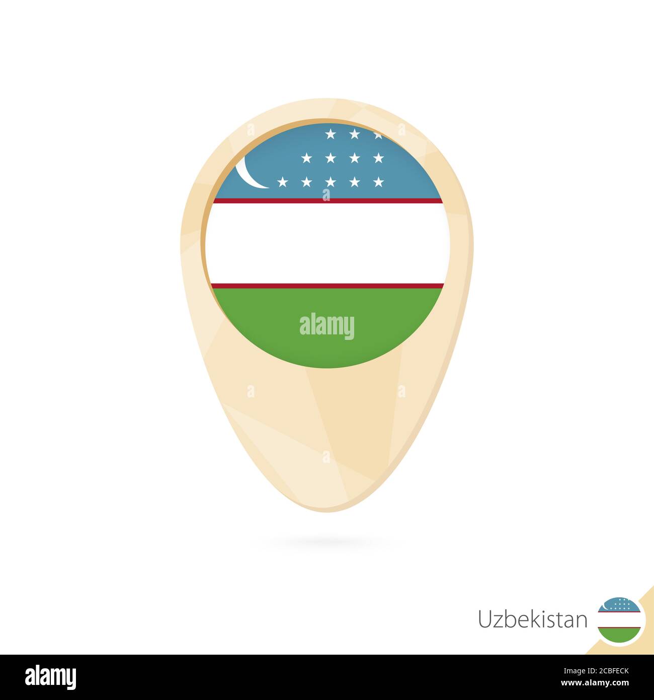 Map pointer with flag of Uzbekistan. Orange abstract map icon. Vector Illustration Stock Vector ...