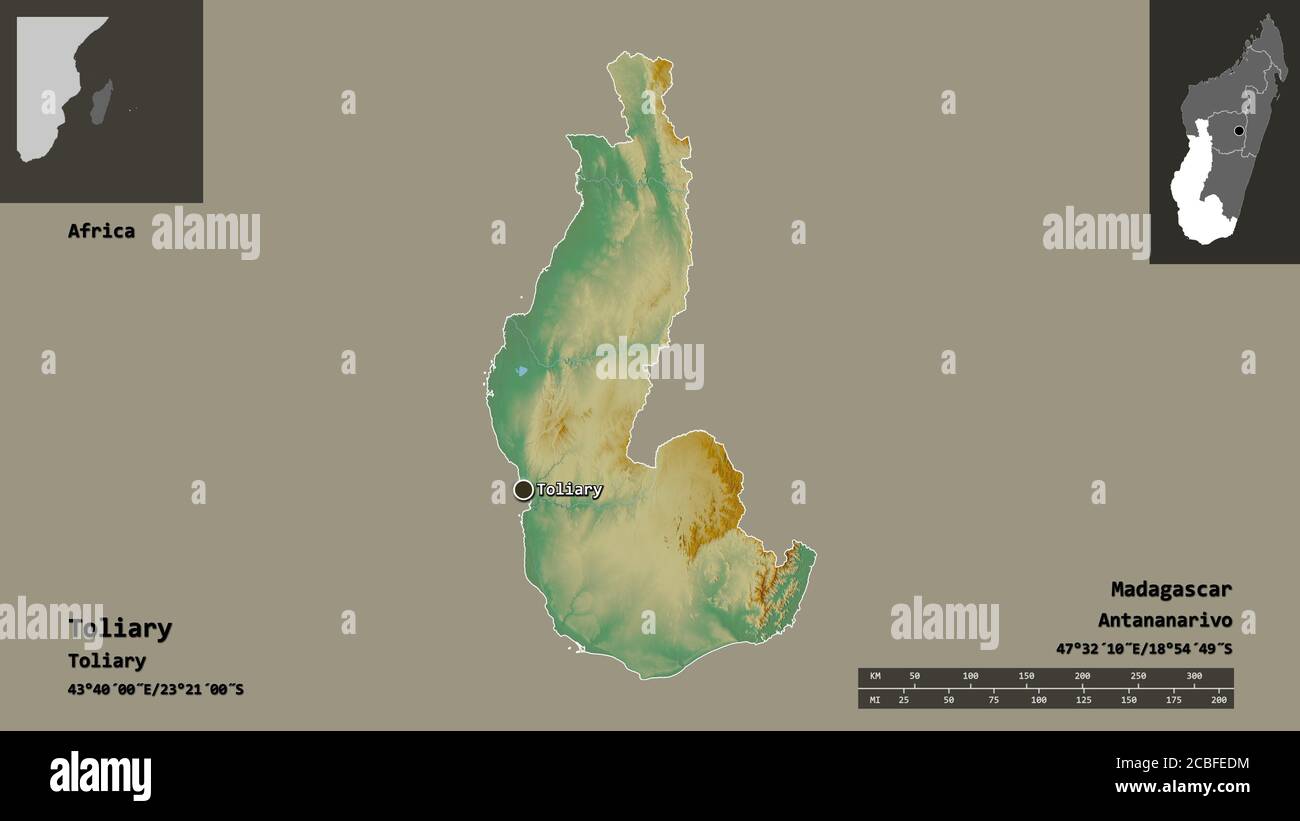 Shape of Toliary, autonomous province of Madagascar, and its capital ...