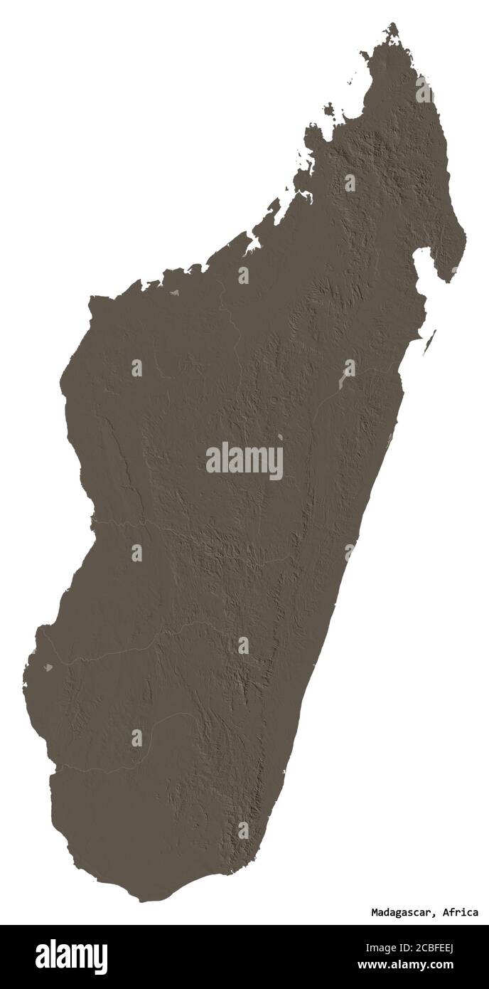 Shape of Madagascar with its capital isolated on white background ...