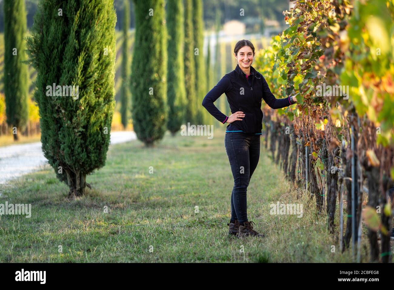 Wine engineer Fiamma Ceccieri in the Vineyards in the Tuscan ...