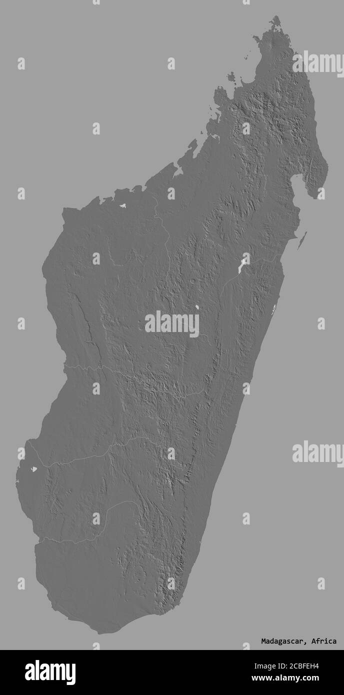 Shape of Madagascar with its capital isolated on a solid color ...