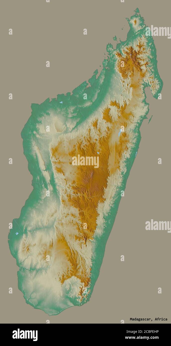 Shape of Madagascar with its capital isolated on a solid color ...