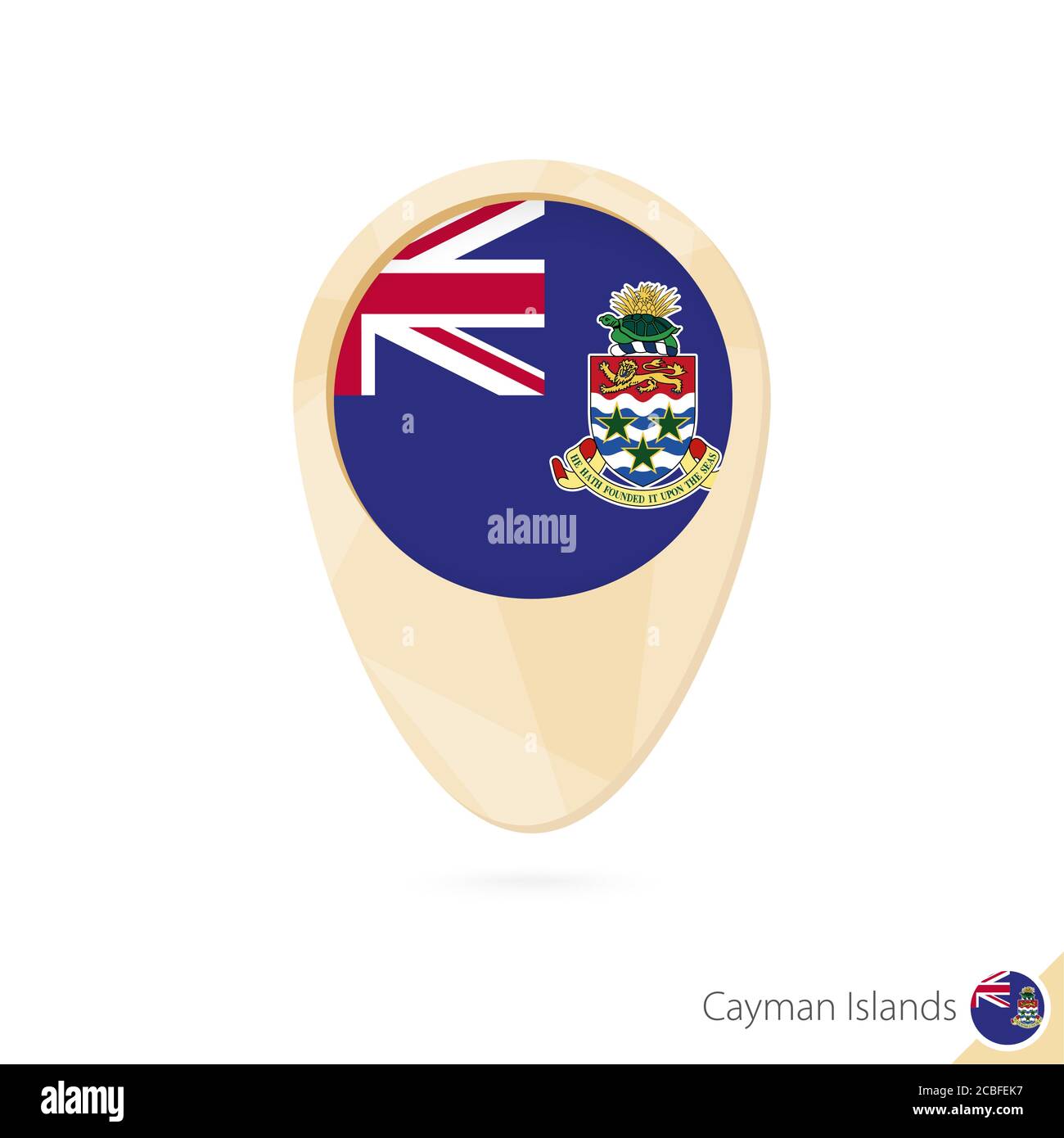 Map pointer with flag of Cayman Islands. Orange abstract map icon. Vector Illustration Stock ...