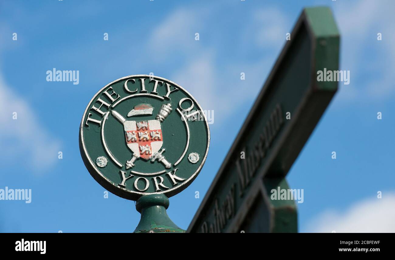 Tourist direction sign in the City of York, Yorkshire, England Stock ...