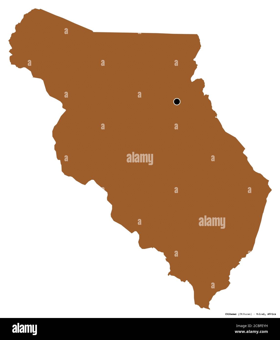 Shape of Chikwawa, district of Malawi, with its capital isolated on ...