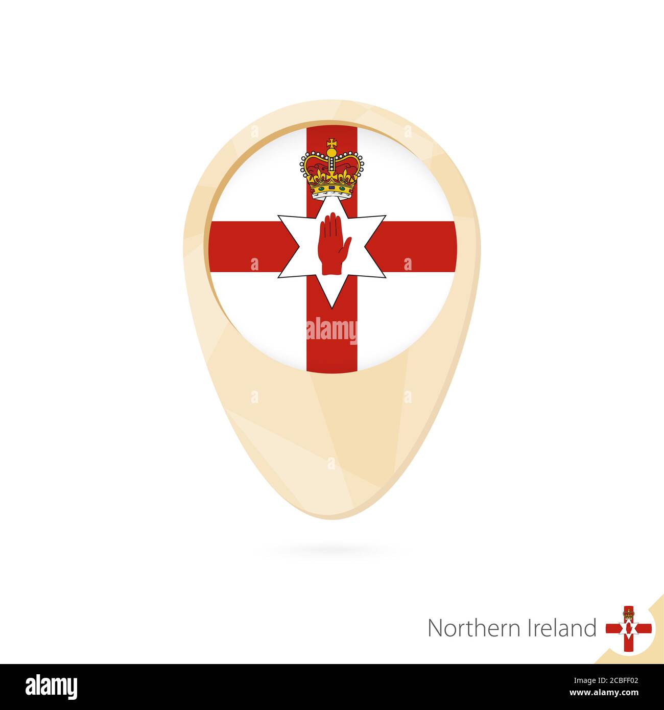 Map pointer with flag of Northern Ireland. Orange abstract map icon ...