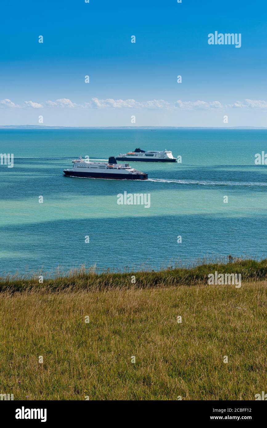 White Cliffs of Dover in Kent, England, looking out across the English ...
