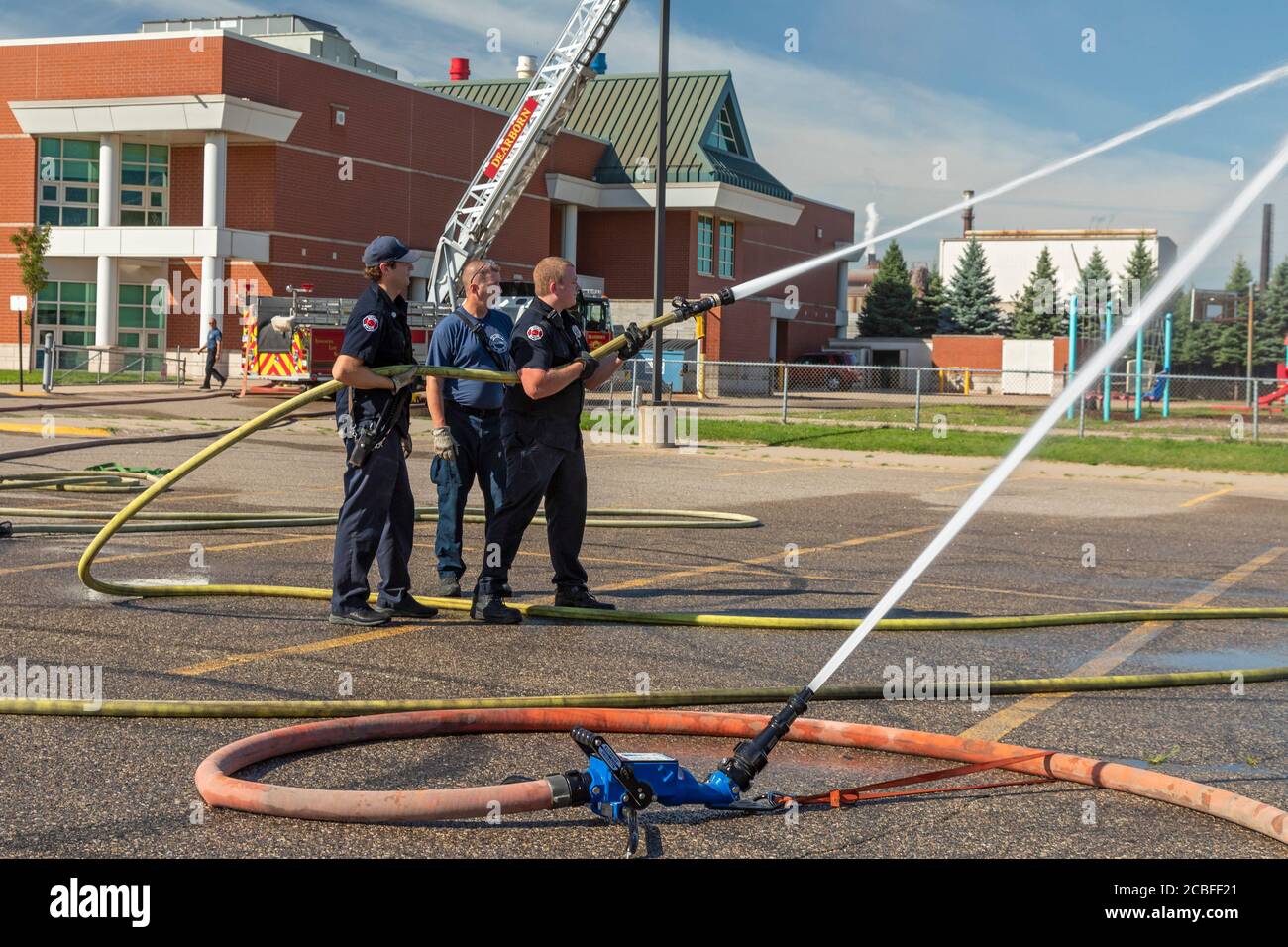 Dearborn, Michigan - Firefighters training with their equipment Stock ...