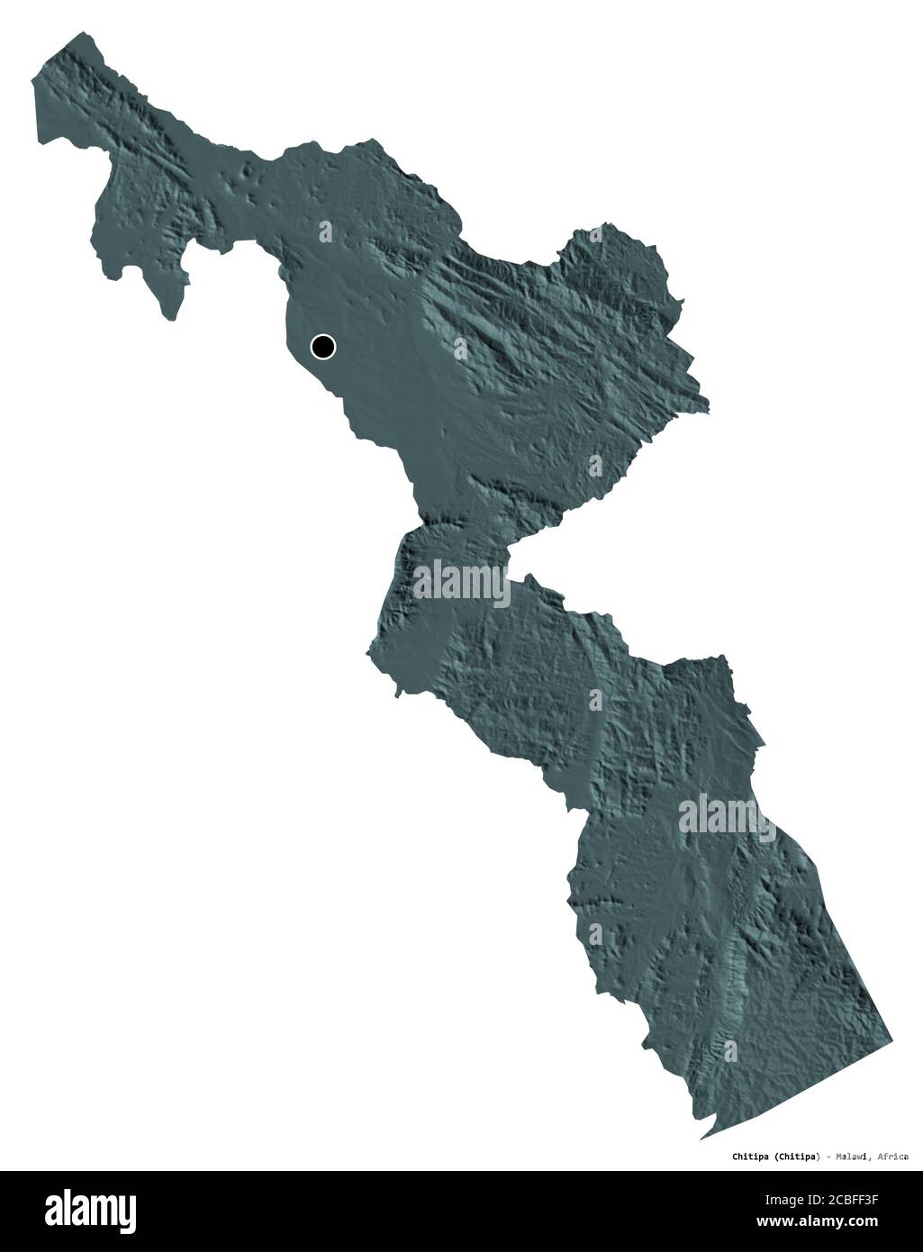 Shape of Chitipa, district of Malawi, with its capital isolated on ...