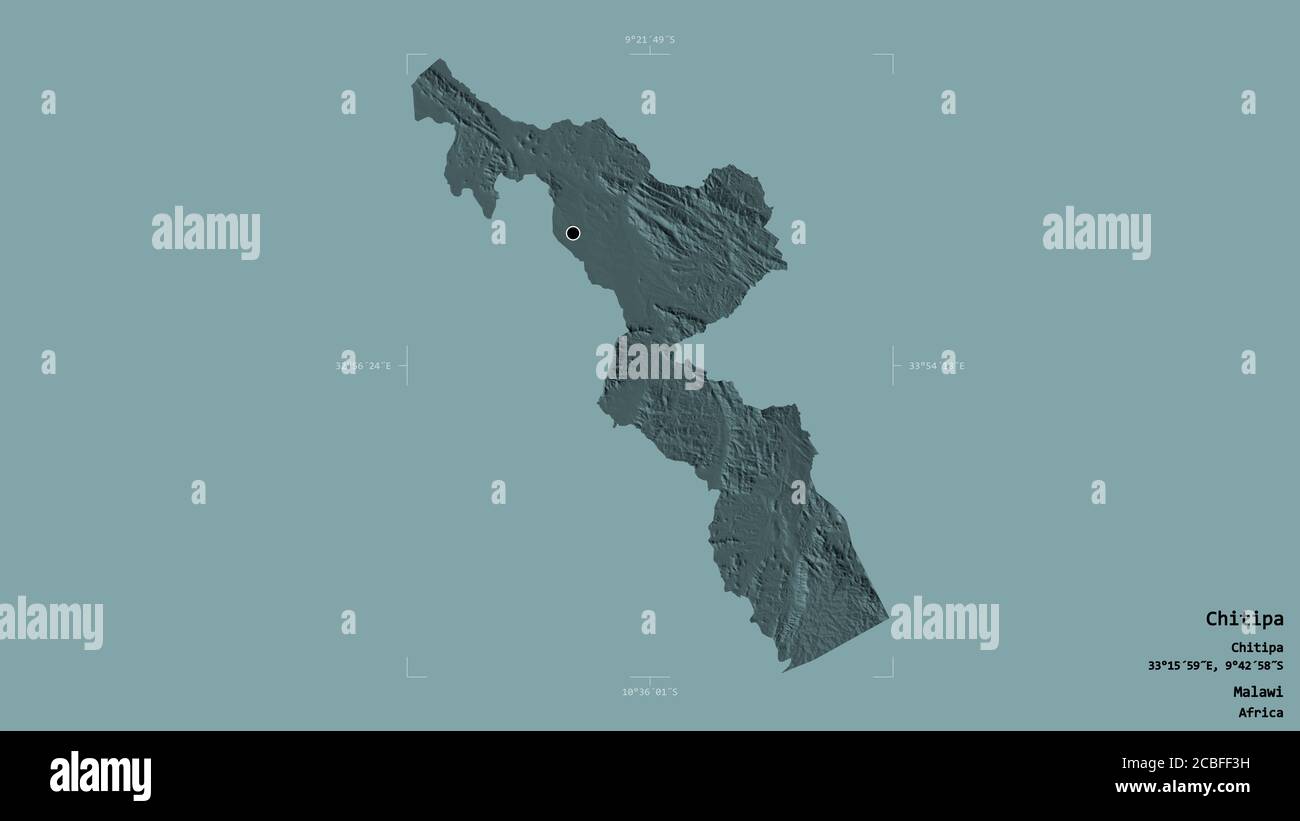 Area of Chitipa, district of Malawi, isolated on a solid background in ...