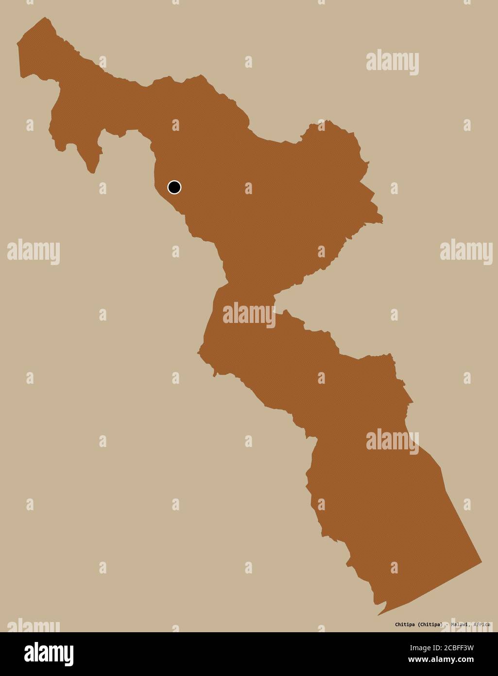 Shape of Chitipa, district of Malawi, with its capital isolated on a ...