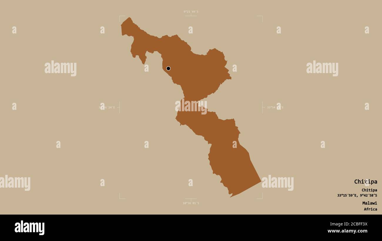 Area of Chitipa, district of Malawi, isolated on a solid background in ...